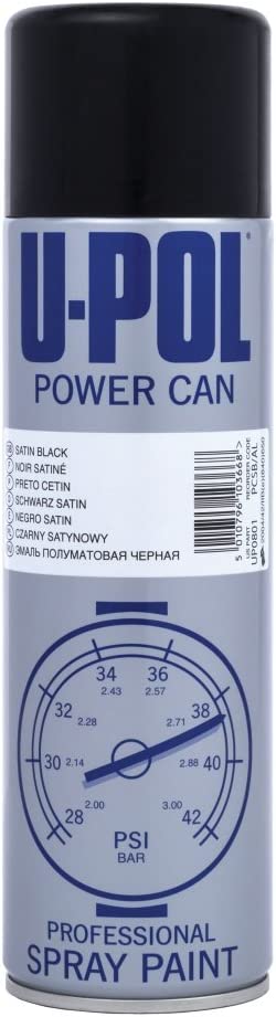 U-Pol Power Can Satin Black Aerosol 500ML Fast Drying — Central Paints